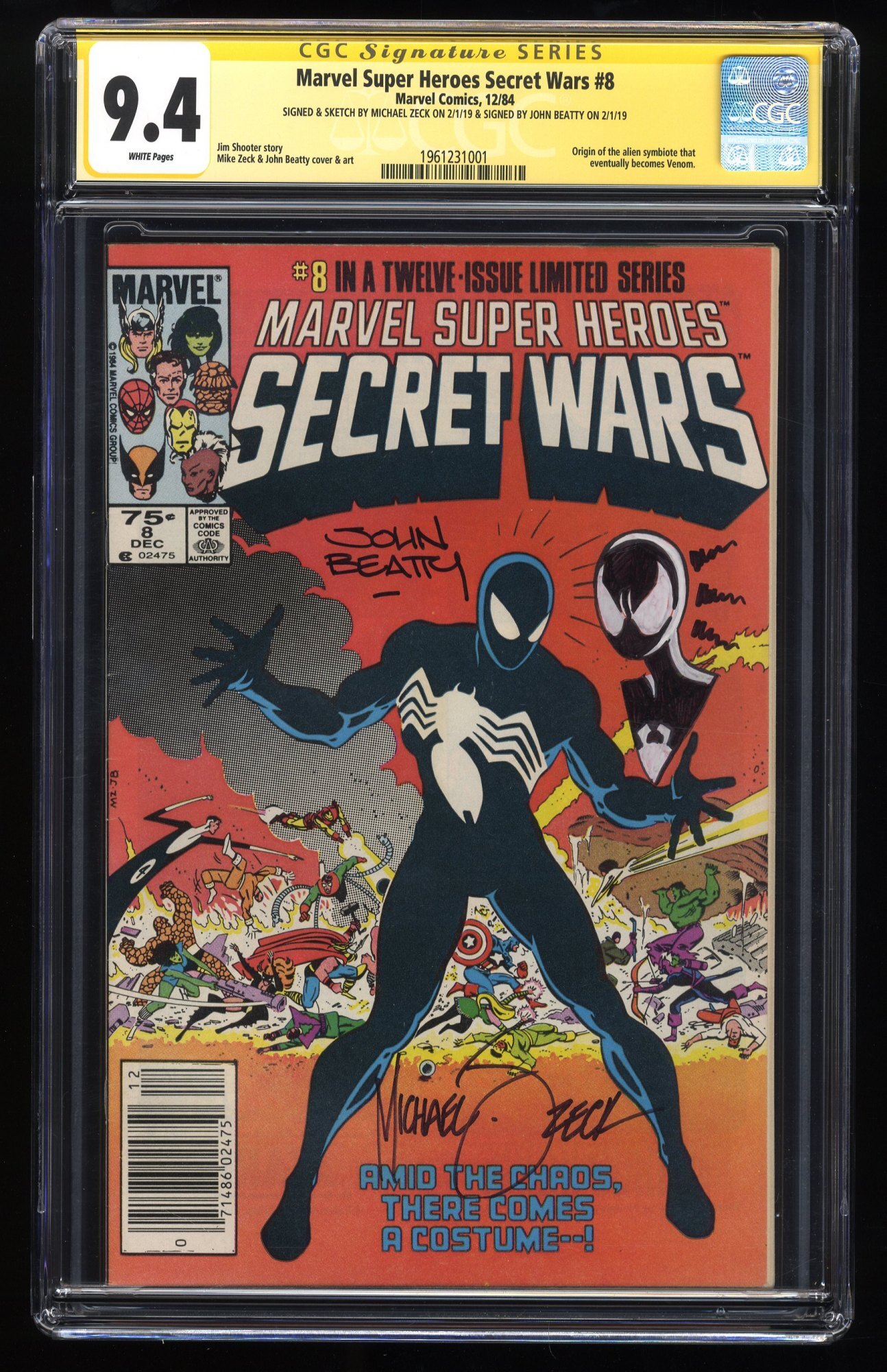 Marvel Super-Heroes Secret Wars #8 CGC NM 9.4 Signed Sketch SS Zeck ...