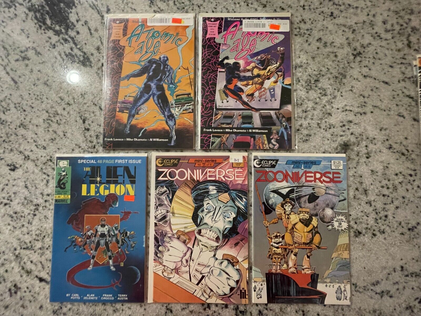 5 Comic Books Zooniverse # 1 2 + Alien Legion # 1 + Atomic Age # 1 2 NM ...