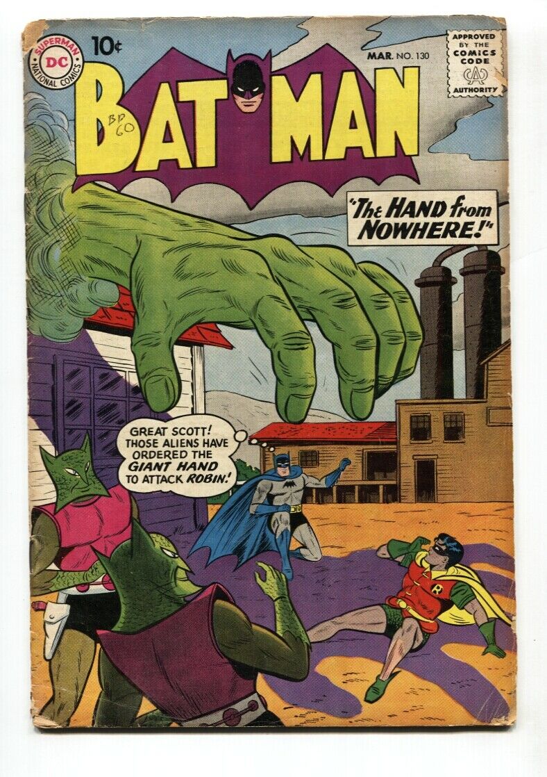 Batman #130 1960-DC-alien invasion cover-Silver-Age VG / HipComic