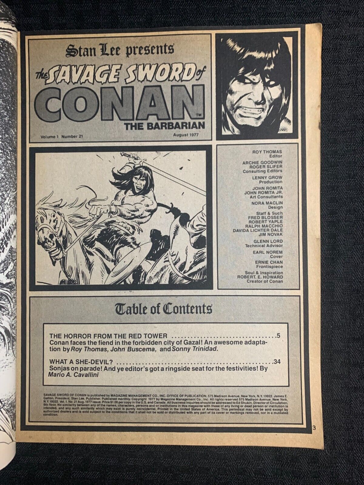 1977 SAVAGE SWORD OF CONAN Magazine #21 VG- 3.5 Horror From the Red ...