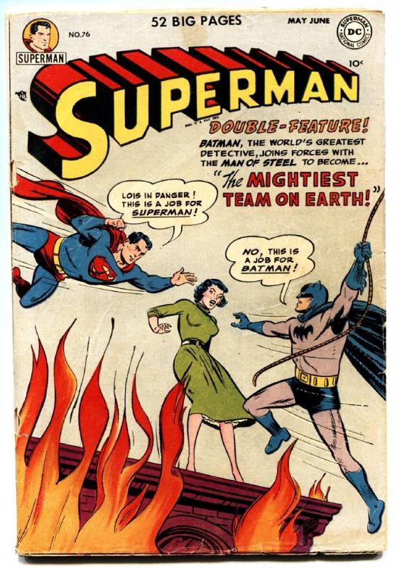 Superman #76-Batman and Superman Team-up-1952-golden-age comic book ...
