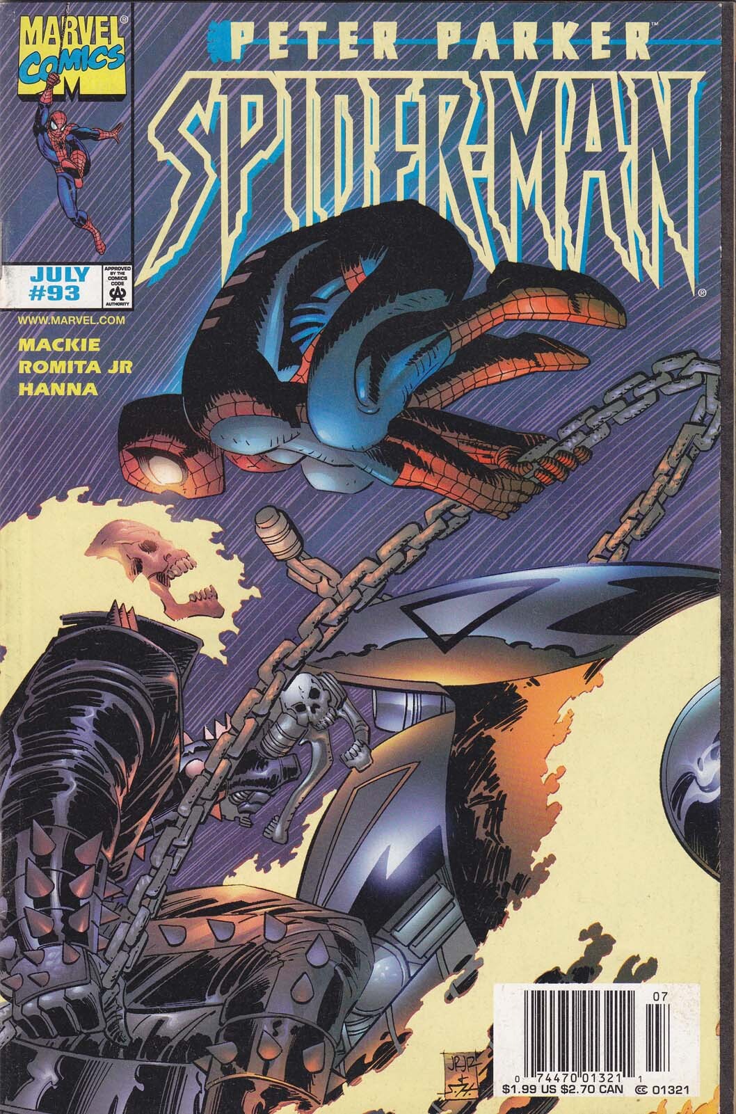 Spider-Man #93 (Newsstand) FN ; Marvel | Ghost Rider Peter Parker ...