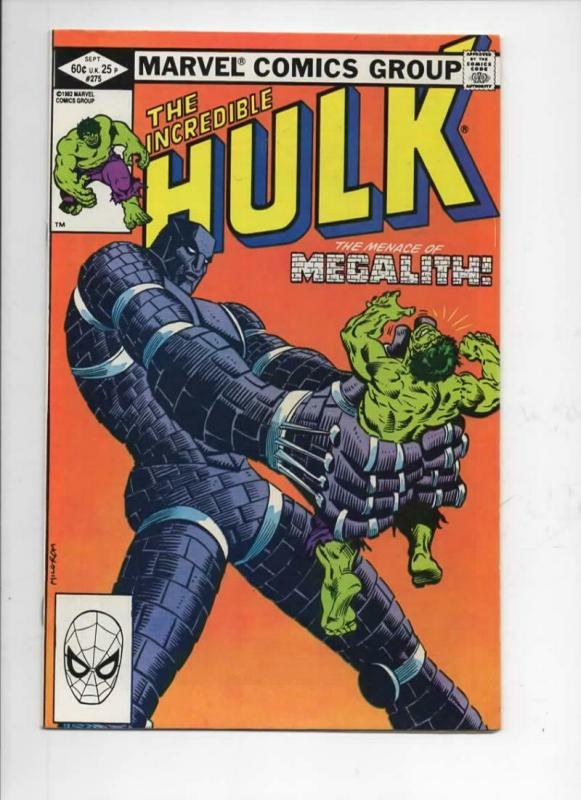 HULK #275, VF/NM, Incredible, Bruce Banner, Megalith, 1968 1982, Marvel ...