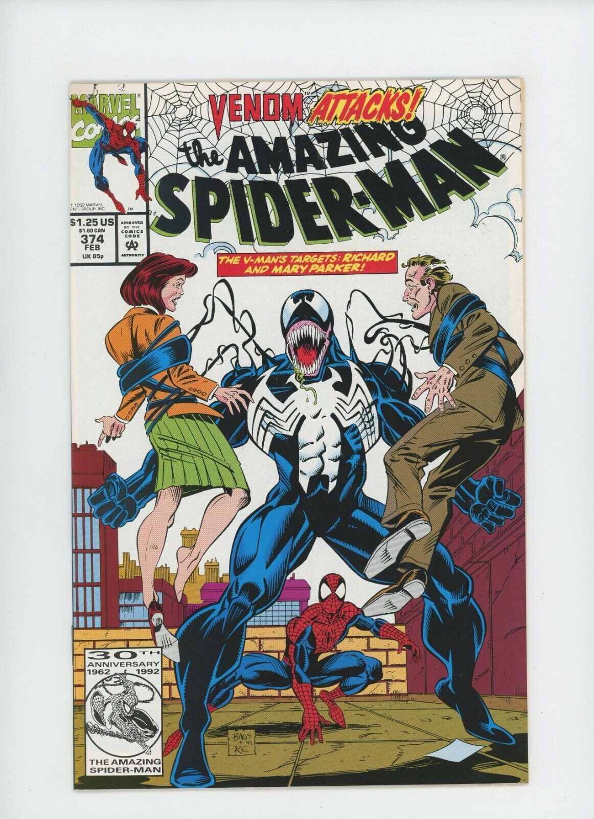 The Amazing Spider-Man #374 - Mark Bagley Cover/Art, Venom Attacks! (9. ...