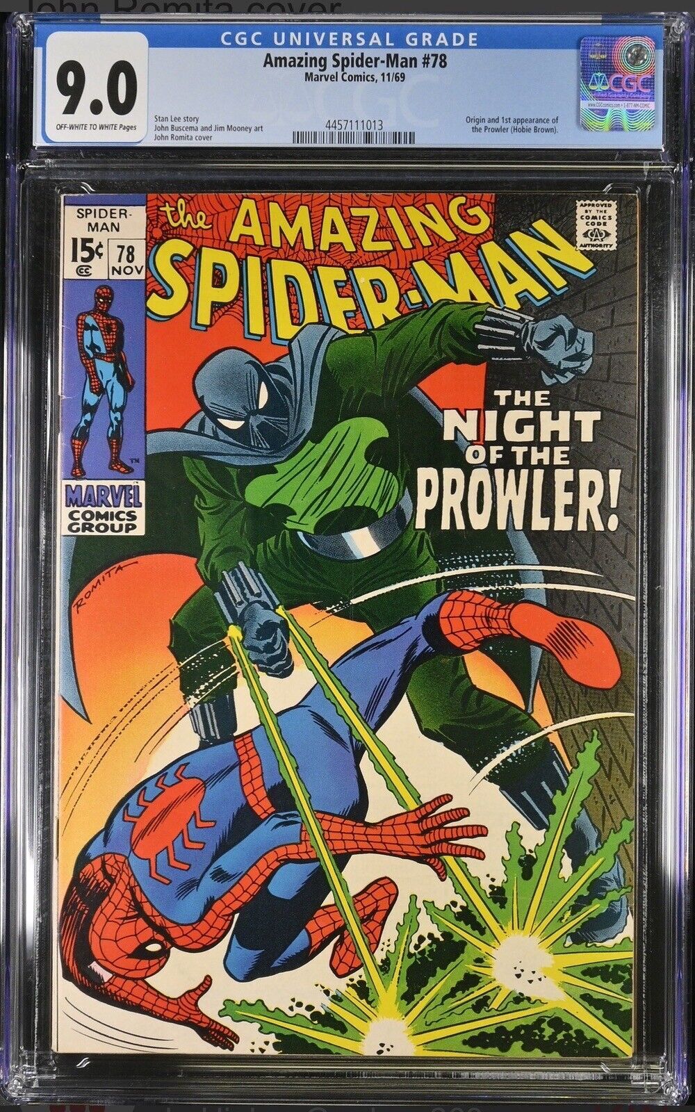 Amazing Spider-Man #78 CGC 9.0 1st Prowler 1969 Spider-Verse Lee Romita ...