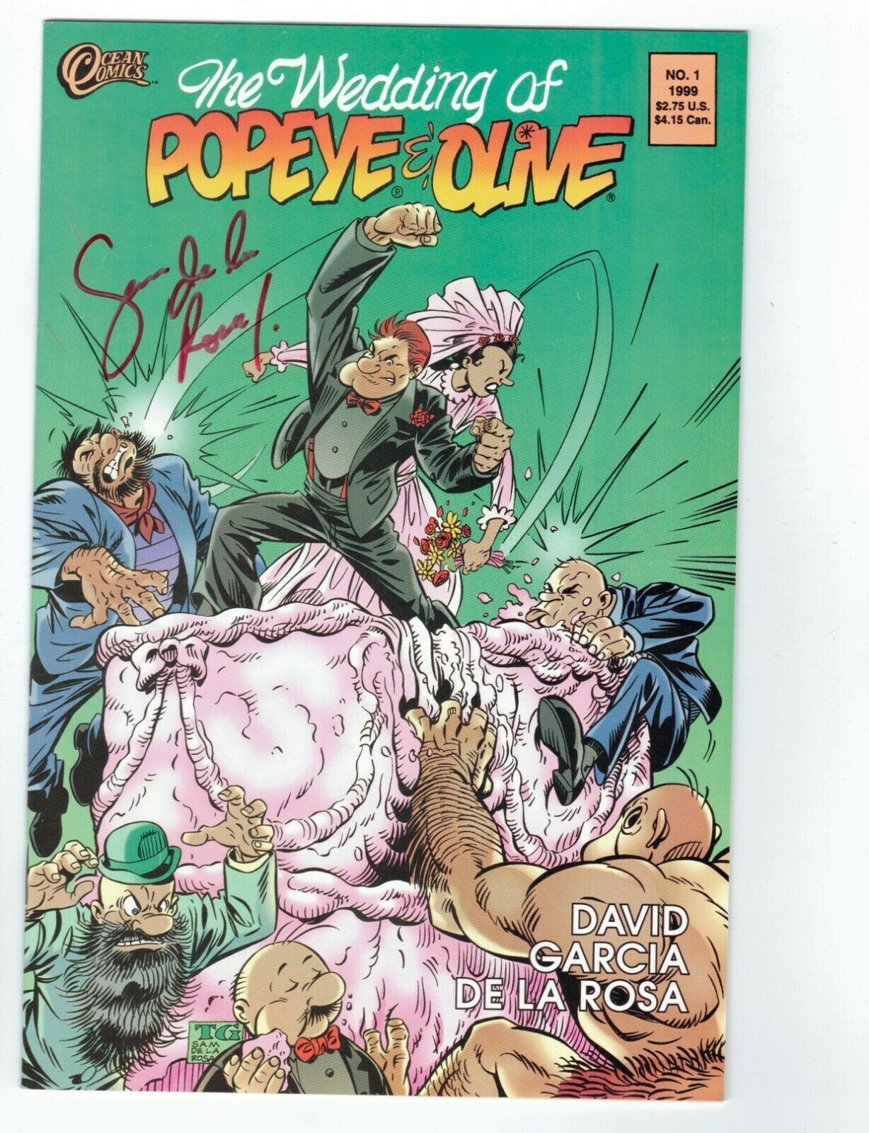 the Wedding of Popeye and Olive #1 VF/NM signed by Sam de la Rosa ...