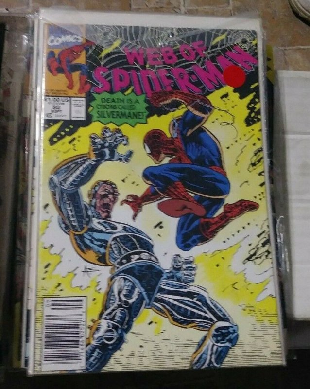 Web of spider-man # 80 1991 marvel death of silvermane black cat mary ...