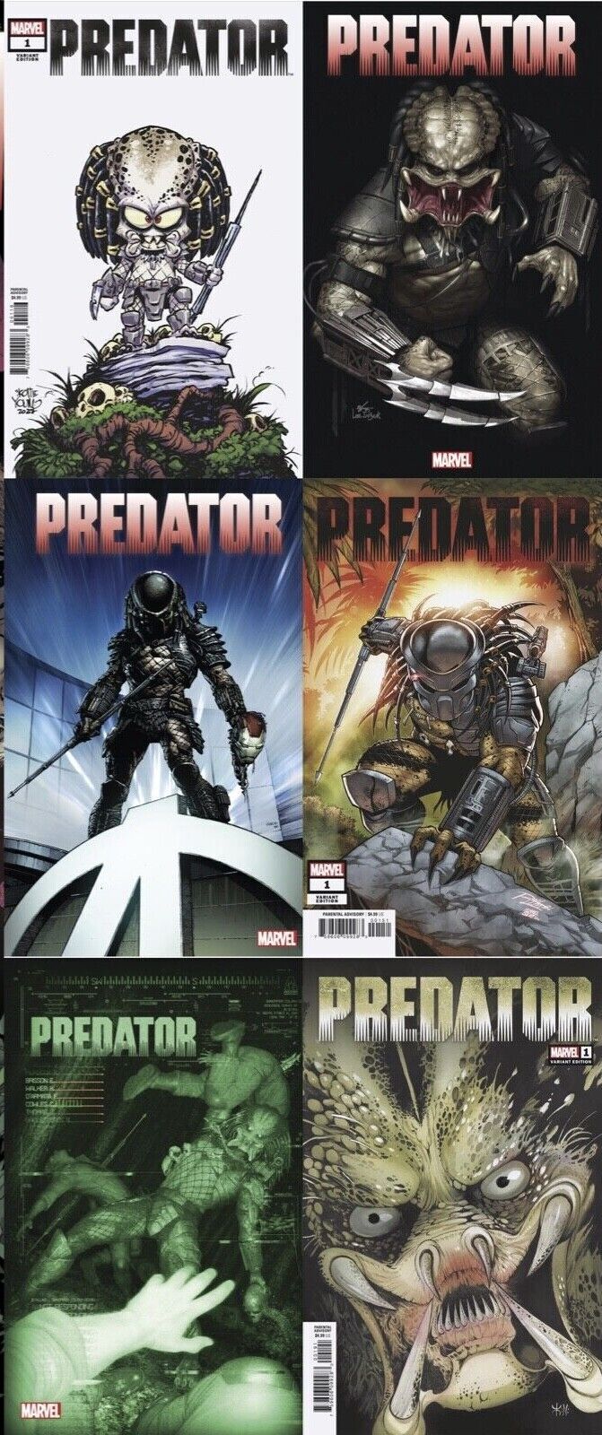 (2022) Marvel Comics Predator #1 7 Variant Cover Set! Lim! Young ...