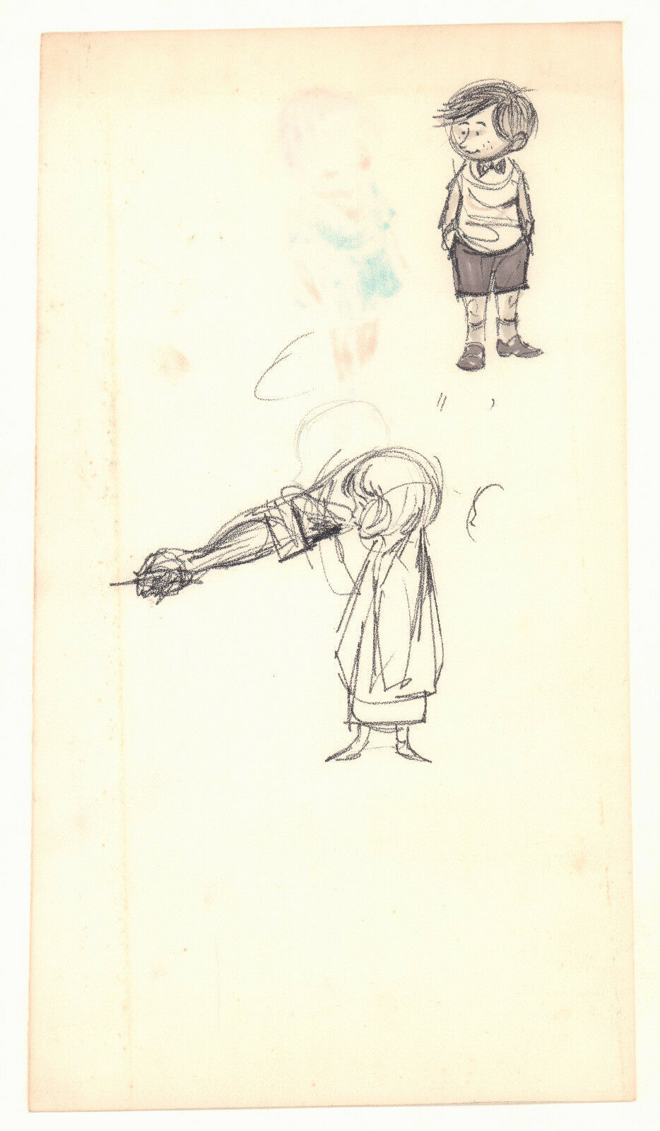 Boy and Girl Illos Front and Back - Painted and Pencil 1960s art by ...