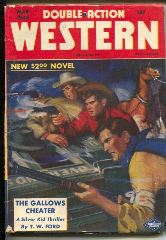 Double Action Western-3/1945-Columbia-gunfight cover-Silver Kid hero ...