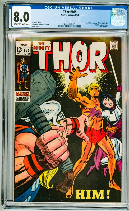 Thor #165 (1969) CGC 8.0! OWW Pages! 1st Full Appearance of Him ...