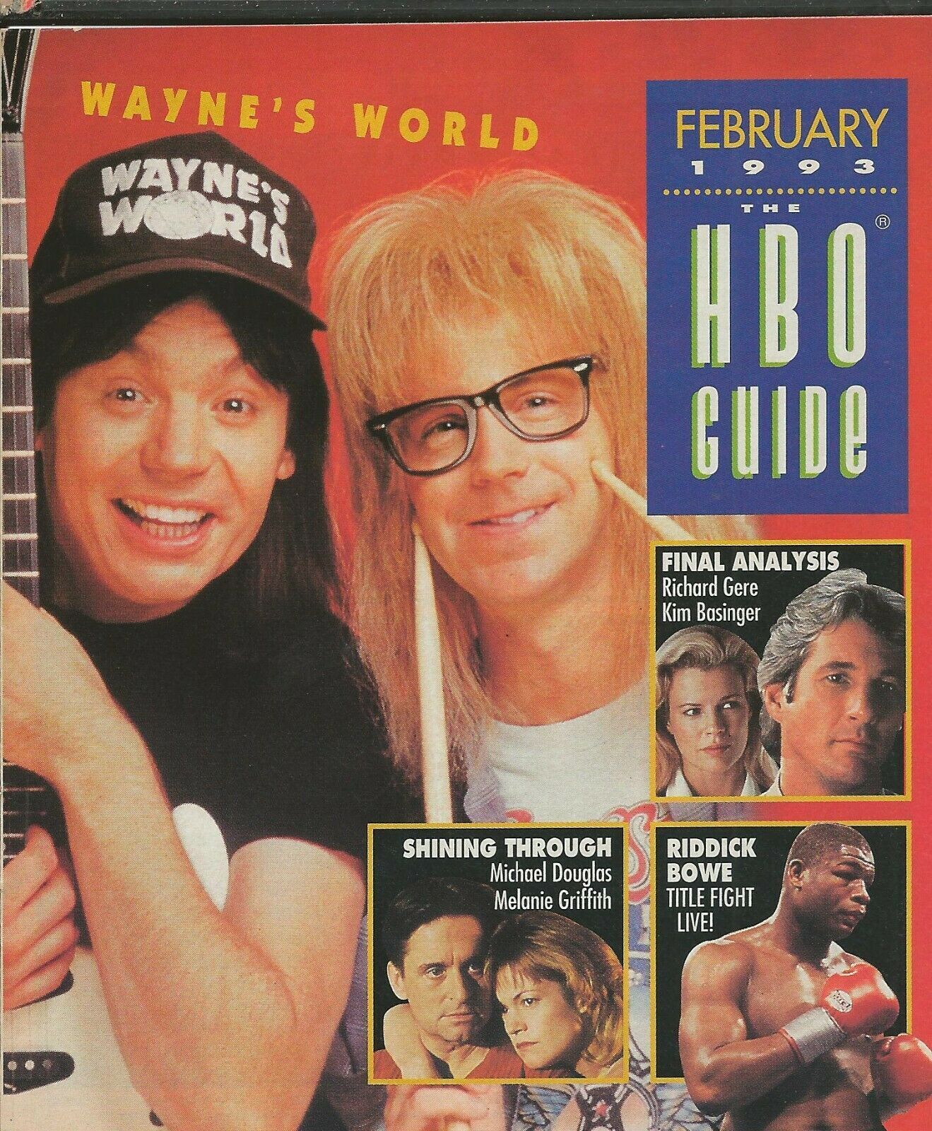 ORIGINAL Vintage Feb 1993 HBO Guide Magazine Wayne's World Mike Myers ...