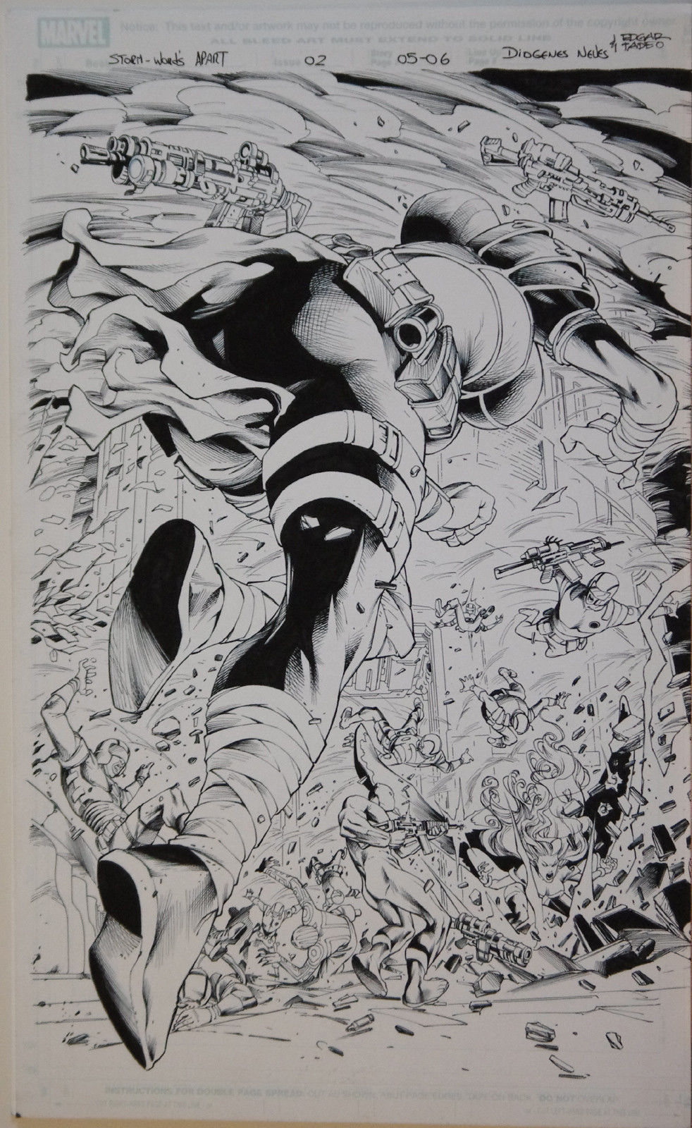 NEVES / EDGAR TADEO original art, X-MEN WORLD'S APART, Double Splash ...