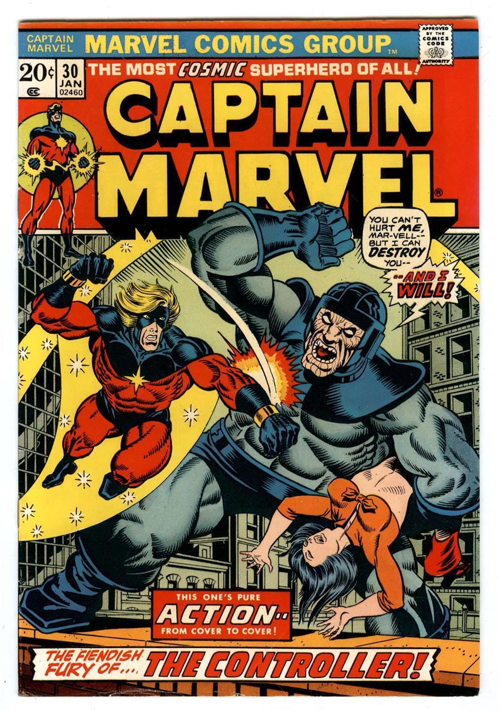 Captain Marvel #30 Jan 1974 Drax Thanos Death Iron Man Controller Jim ...