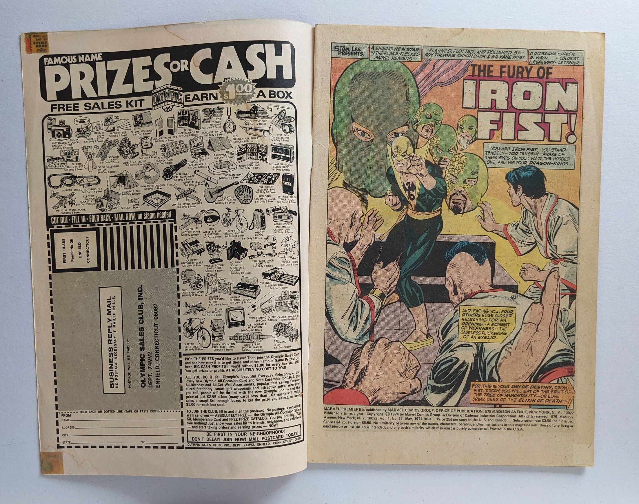 Marvel Premiere #15 (1974) GD/VG FIRST IRON FIST raw book | Comic Books ...