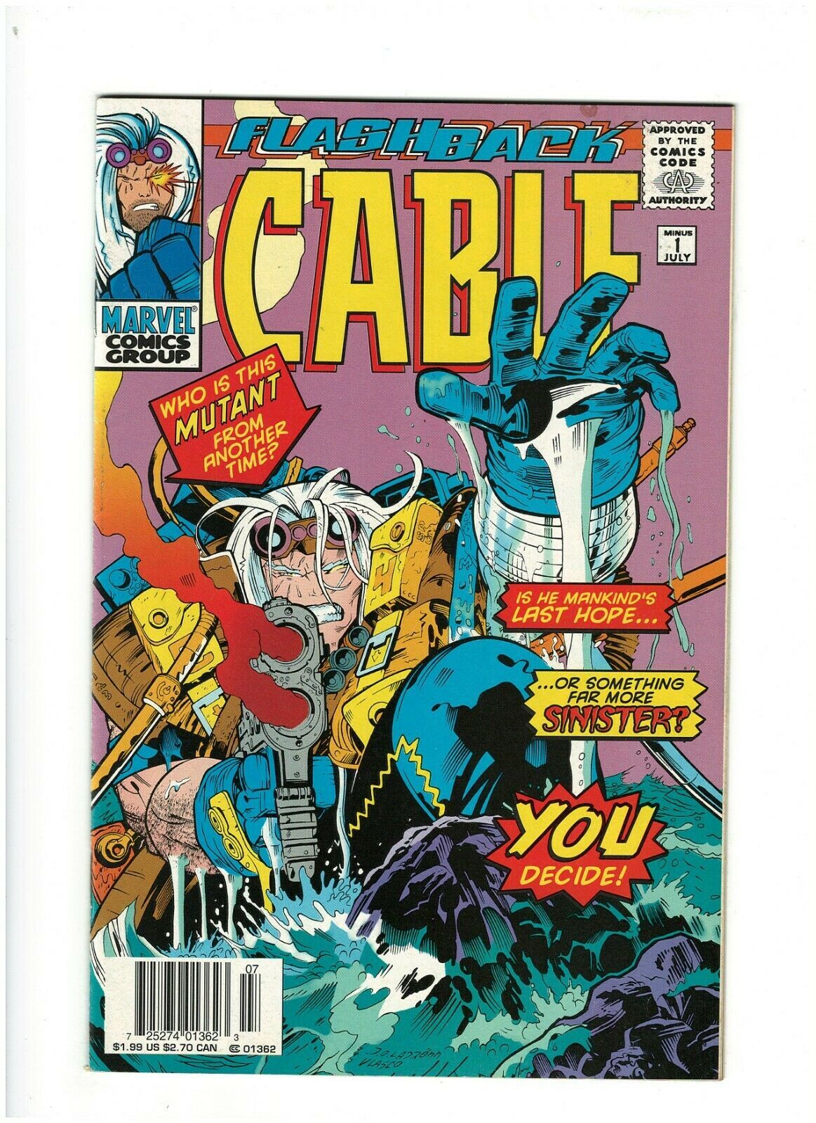 Cable # -1 VF/NM 9.0 Newsstand Marvel Comics Flashback Minus 1997 ...