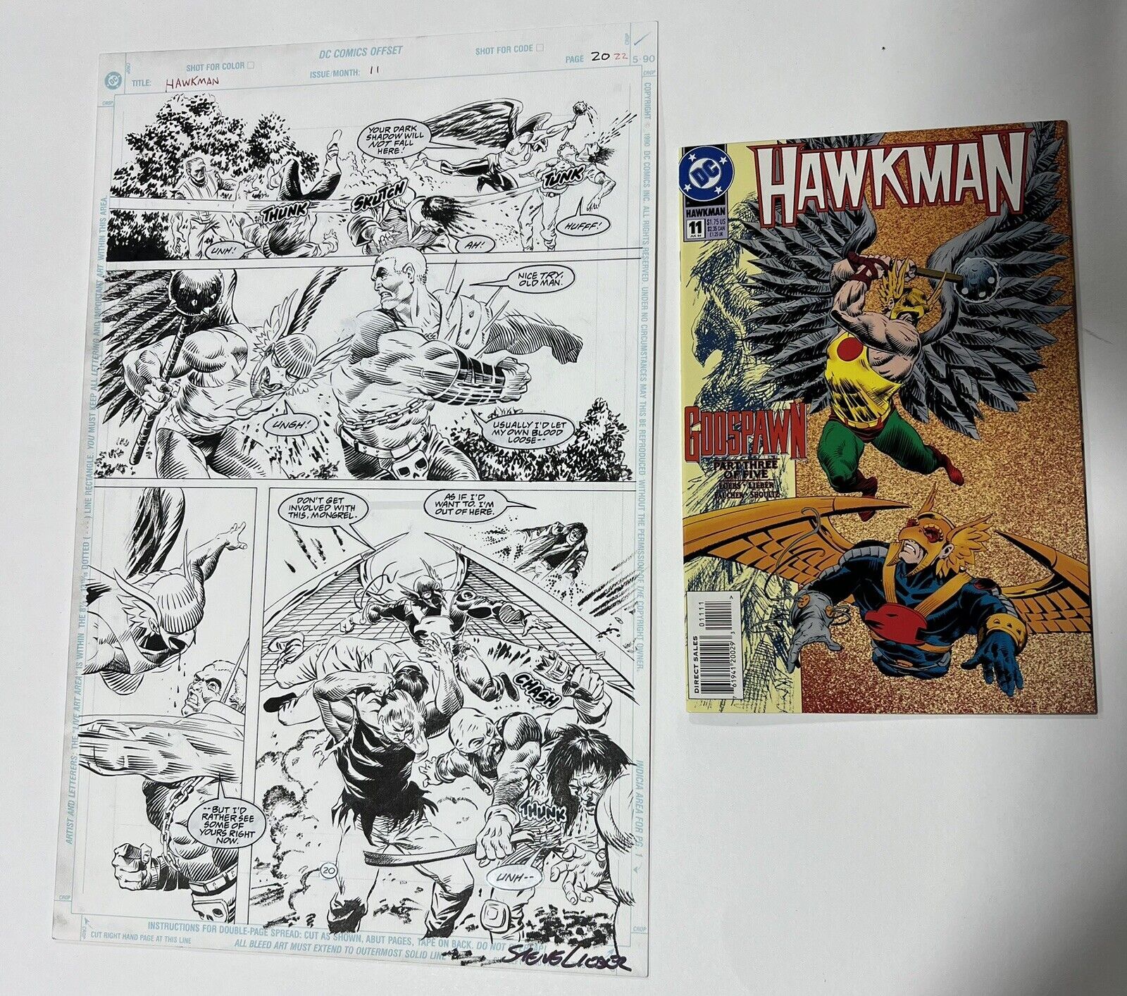 Hawkman 11 1994 DC Comics Page 20 Original Art Fight Scene Steve ...