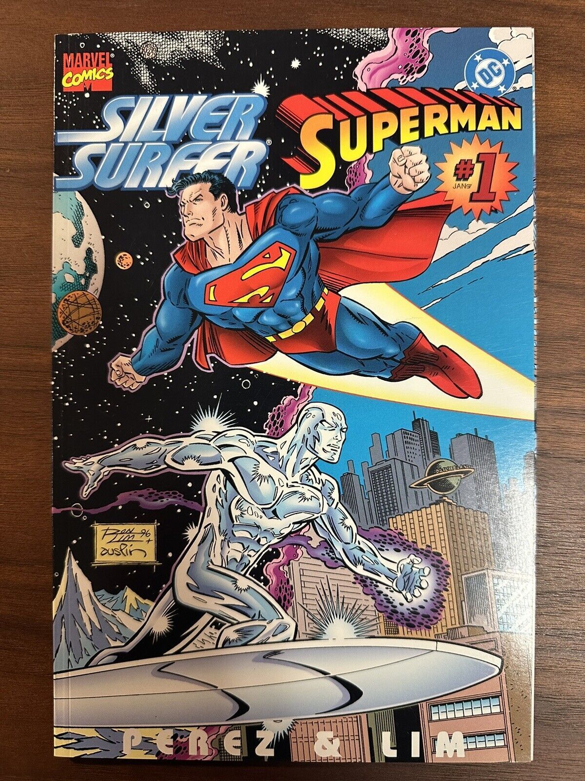 Silver Surfer Superman #1 VF+ George Perez Story RON LIM Terry Austin ...