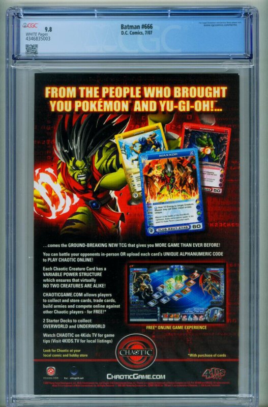 Batman #666 CGC 9.8 1st Damian Wayne Batman comic book DC 4346835003 ...