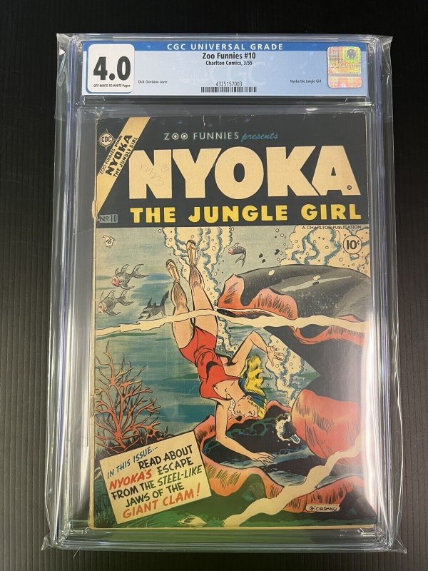 ZOO FUNNIES #10 1955 CGC 4.0 Nyoka The Jungle Girl CHARLTON COMICS ...