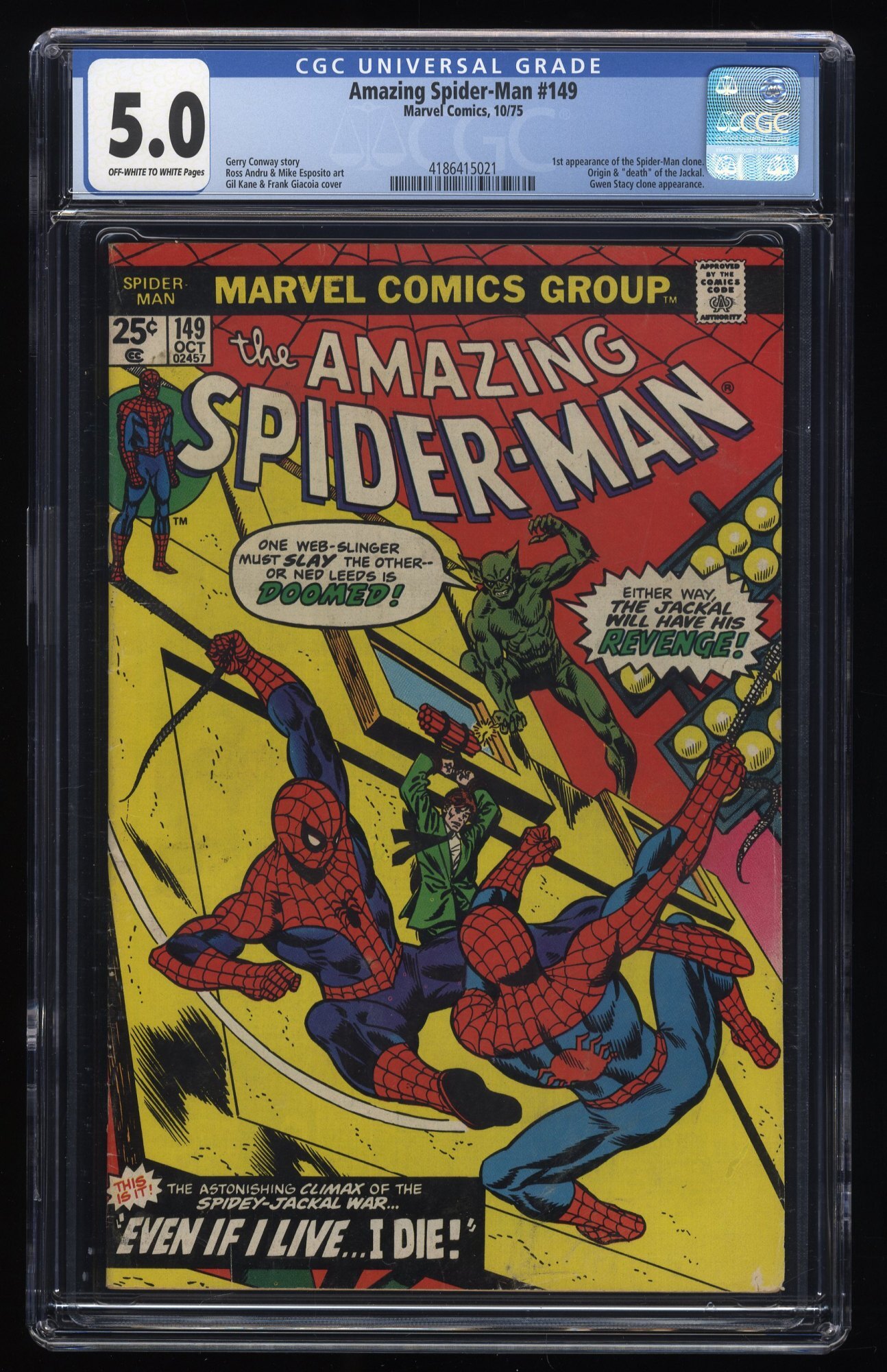 Amazing Spider-Man #149 CGC VG/FN 5.0 Jackal! 1st Appearance Spider ...