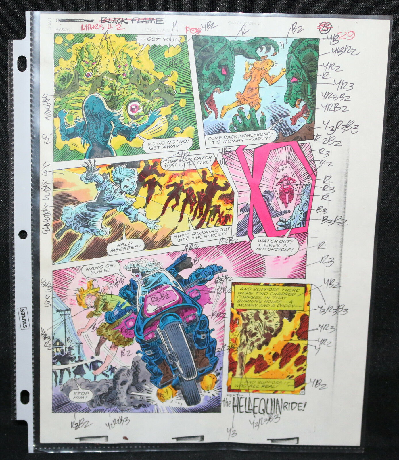 Mars #2 8pg Story Color Guide Art Black Flame 'Closet' - 1984 by Bruce ...