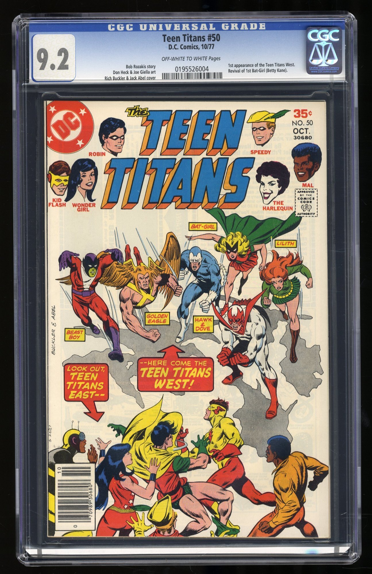 Teen Titans #50 CGC NM- 9.2 Off White to White 1st Teen Titans West ...