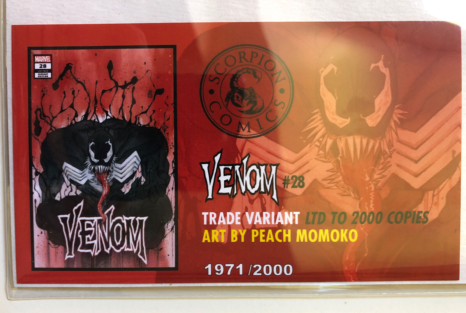 Venom #28 Peach Momoko Scorpion Variant Limited w/ COA Marvel Comics ...