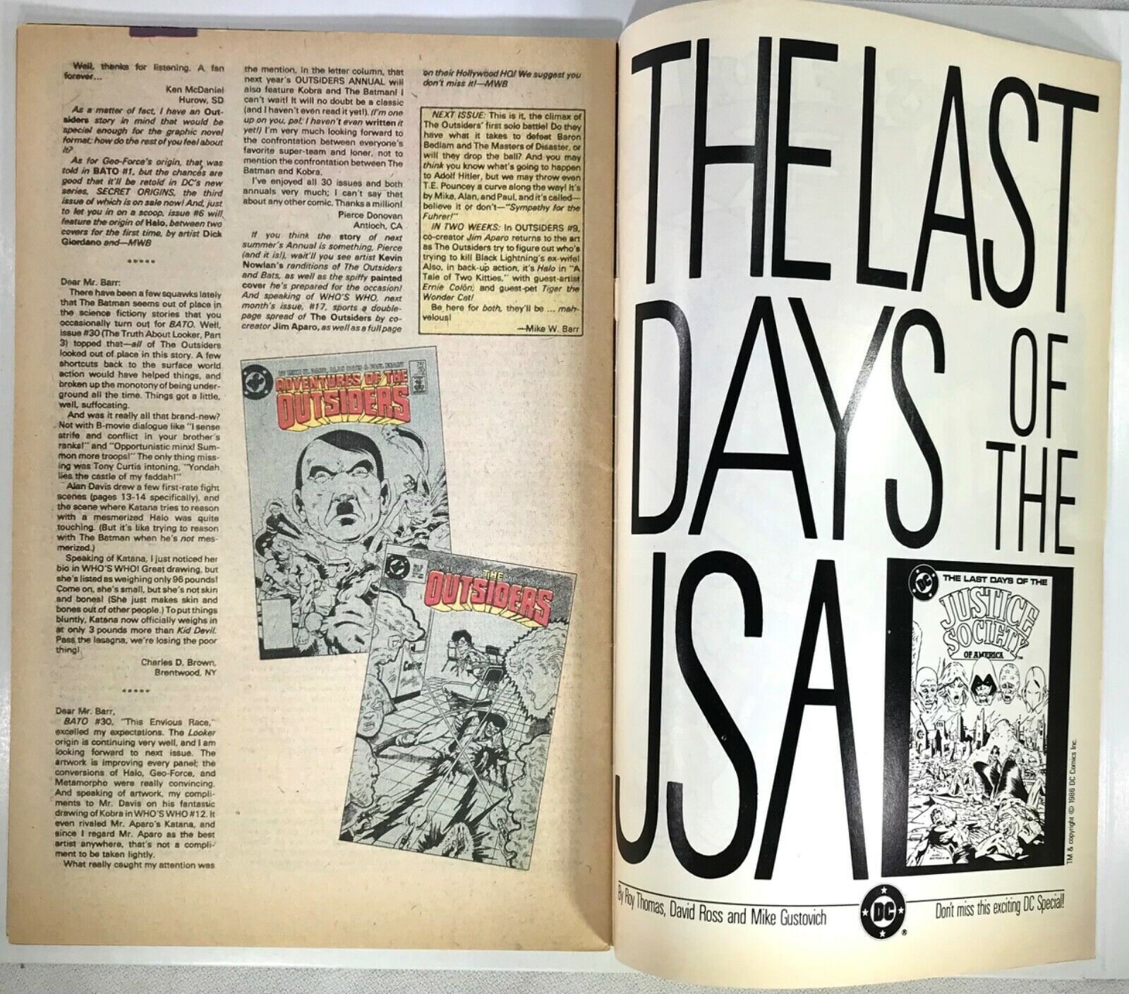 ADVENTURES OF THE OUTSIDERS Comic Issue 34 — Looker — 1986 DC Universe ...