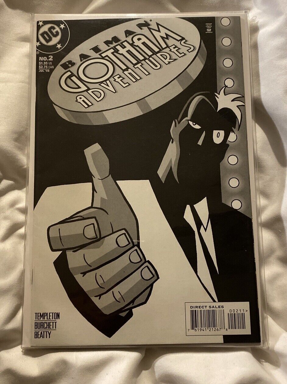 1998 DC Comics Batman Gotham Adventures #2 Animated Series B&W Two-Face ...