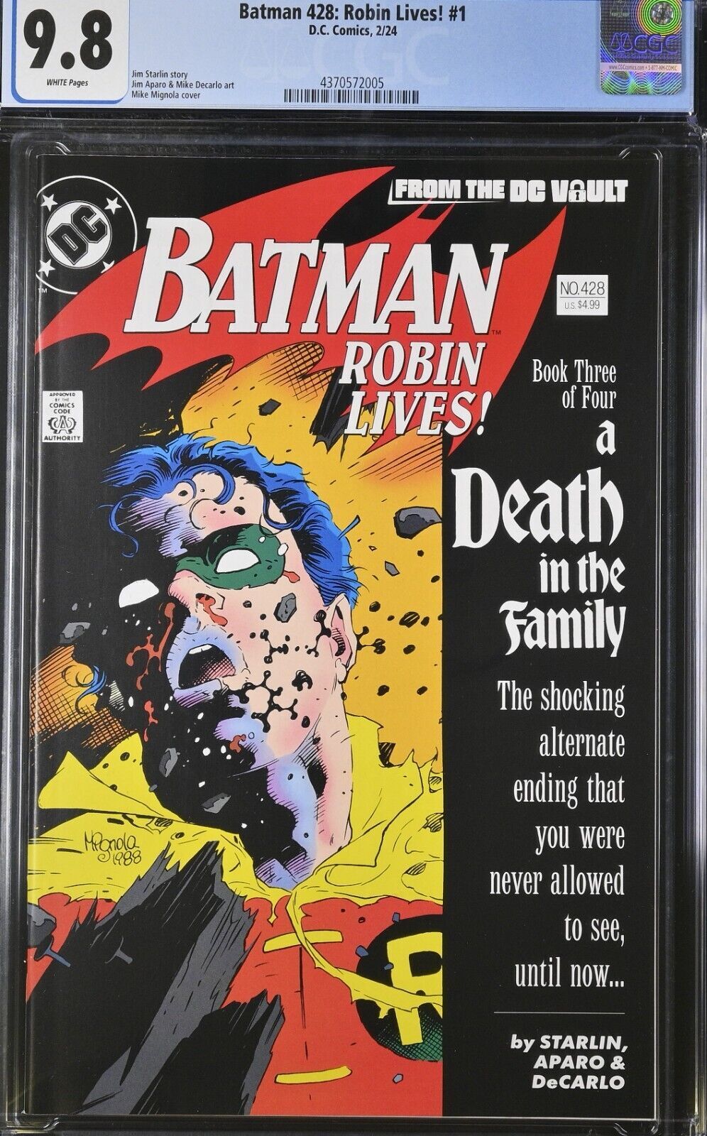 Batman #428 Robin Lives CGC 9.8 Alternate Facsimile of 1988 Original DC ...