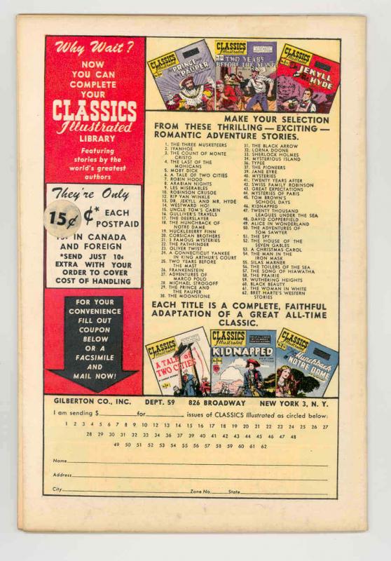 Classics Illustrated #61 HRN 62 Woman in White-Rare Variant-High Grade VF/NM | Comic Books ...