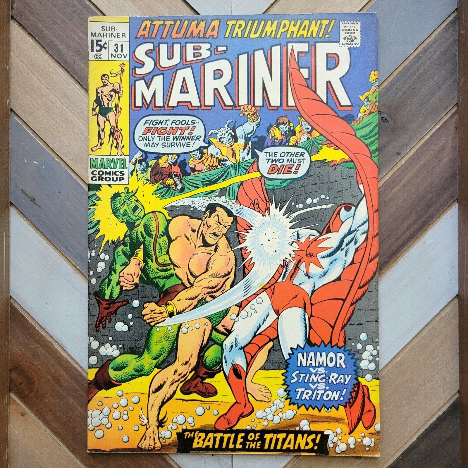 Sub-Mariner #31 VG+ (Marvel 1970) Ft. ATTUMA, THING, TRITON, STINGRAY Buscema | Comic Books ...
