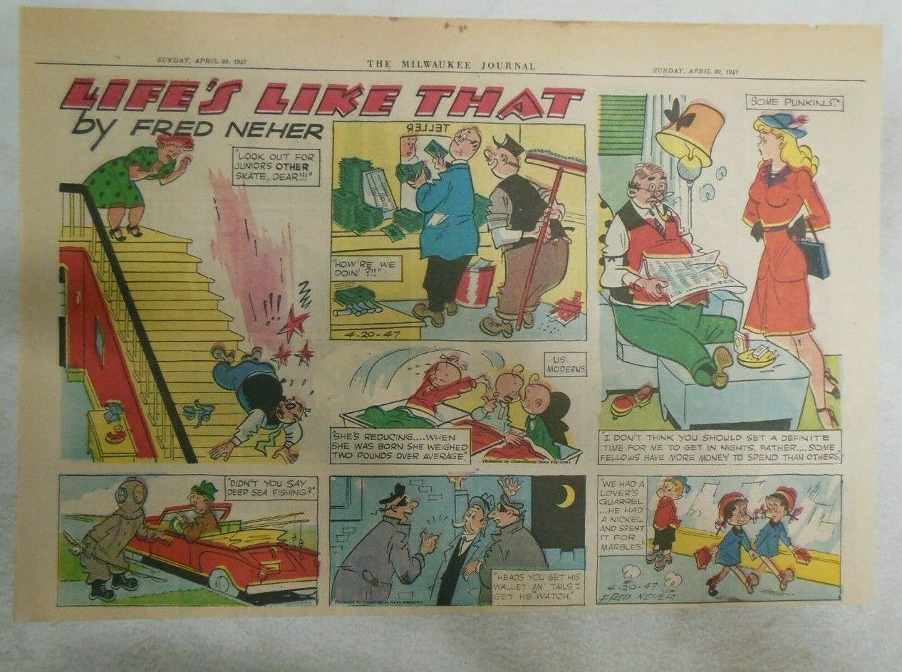 (14) Life's Like That Sunday Pages by Fred Neher from 1947 Size:11 x 15 ...