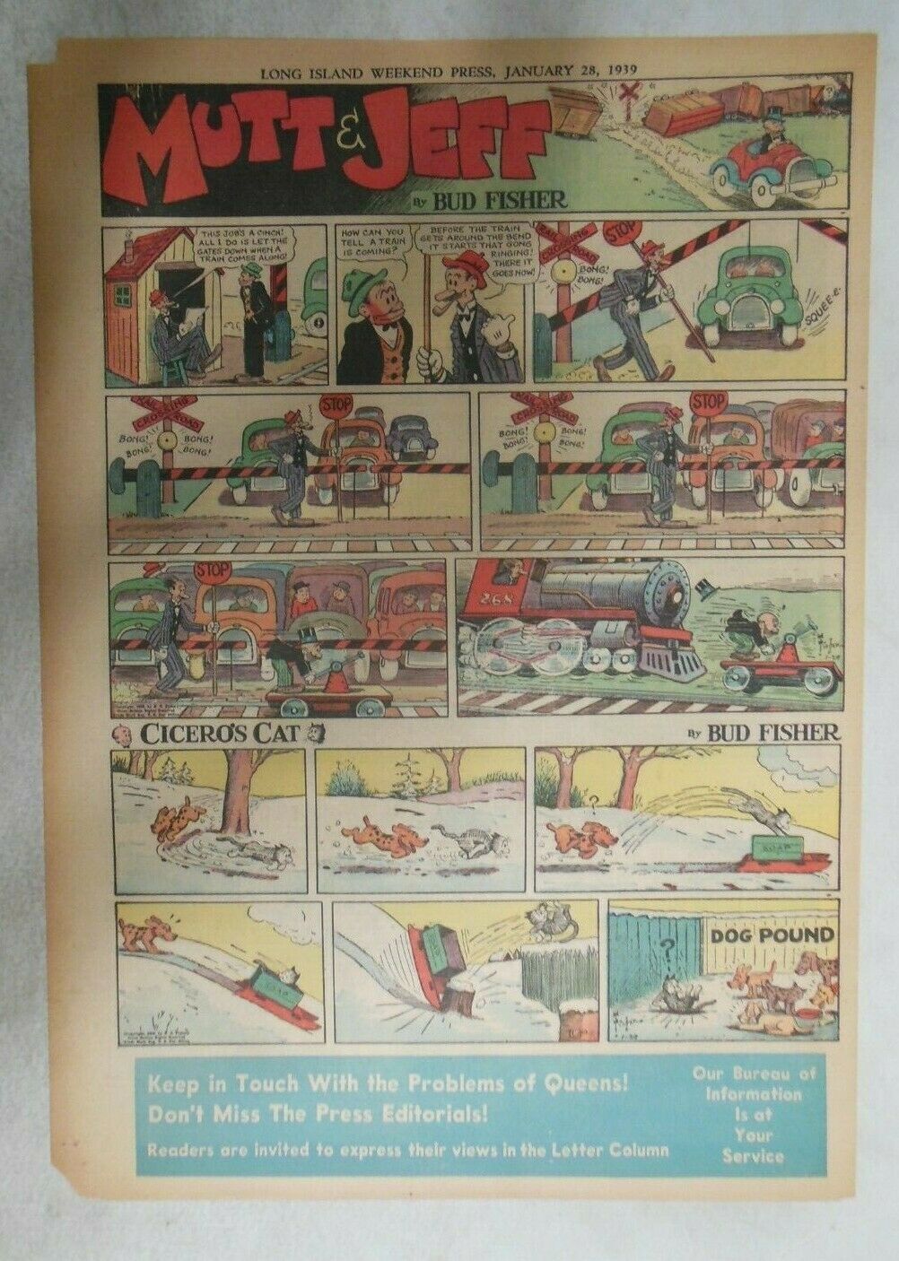 (50) Mutt and Jeff Sunday Pages by Bud Fisher from 1939 Size: 11 x 15 ...