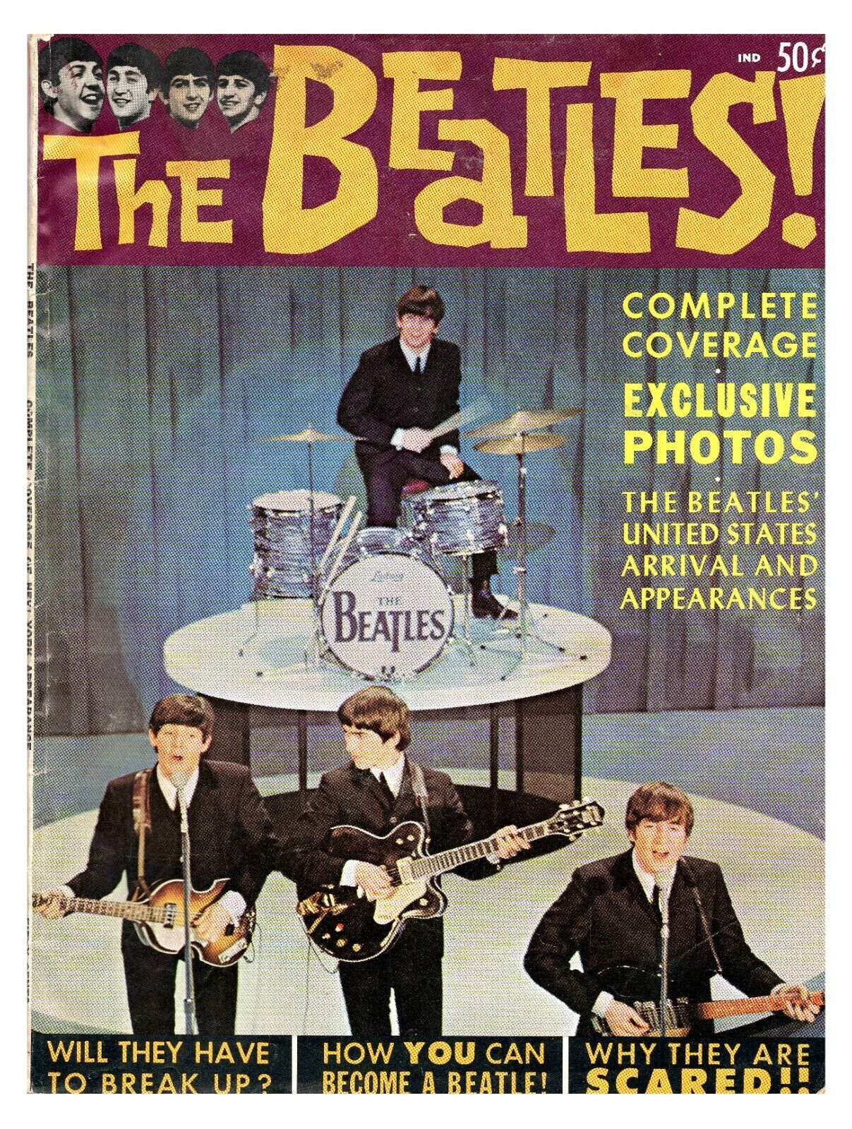 VINTAGE 1964 The Beatles Magazine John Paul George Ringo Concert Cover ...