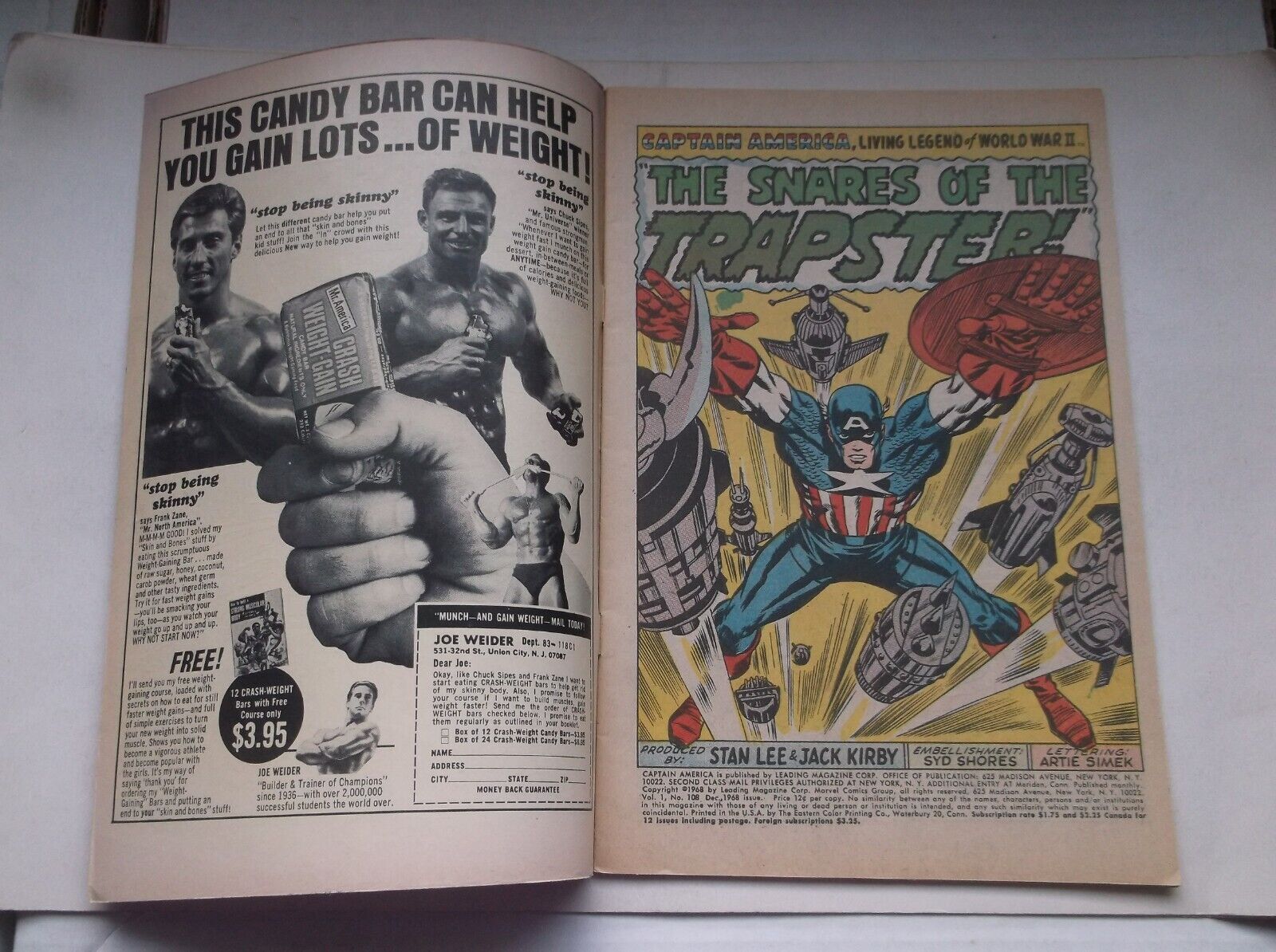 Marvel: Captain America #108, Capt VS the Trapster, LEE/Kirby, 1968, FN ...