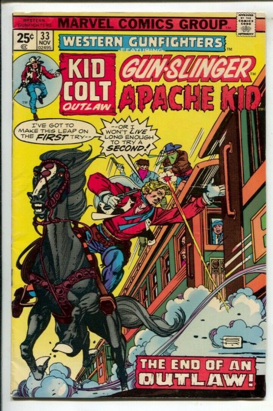 Western Gunfighters #33 1975-Marvel-Gill Kane cover-Kid Colt & Apache ...