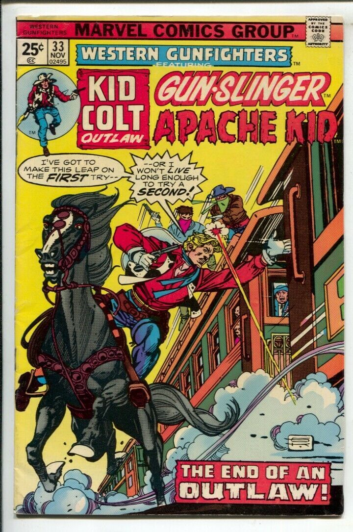 Western Gunfighters #33 1975-Marvel-Gill Kane cover-Kid Colt & Apache ...