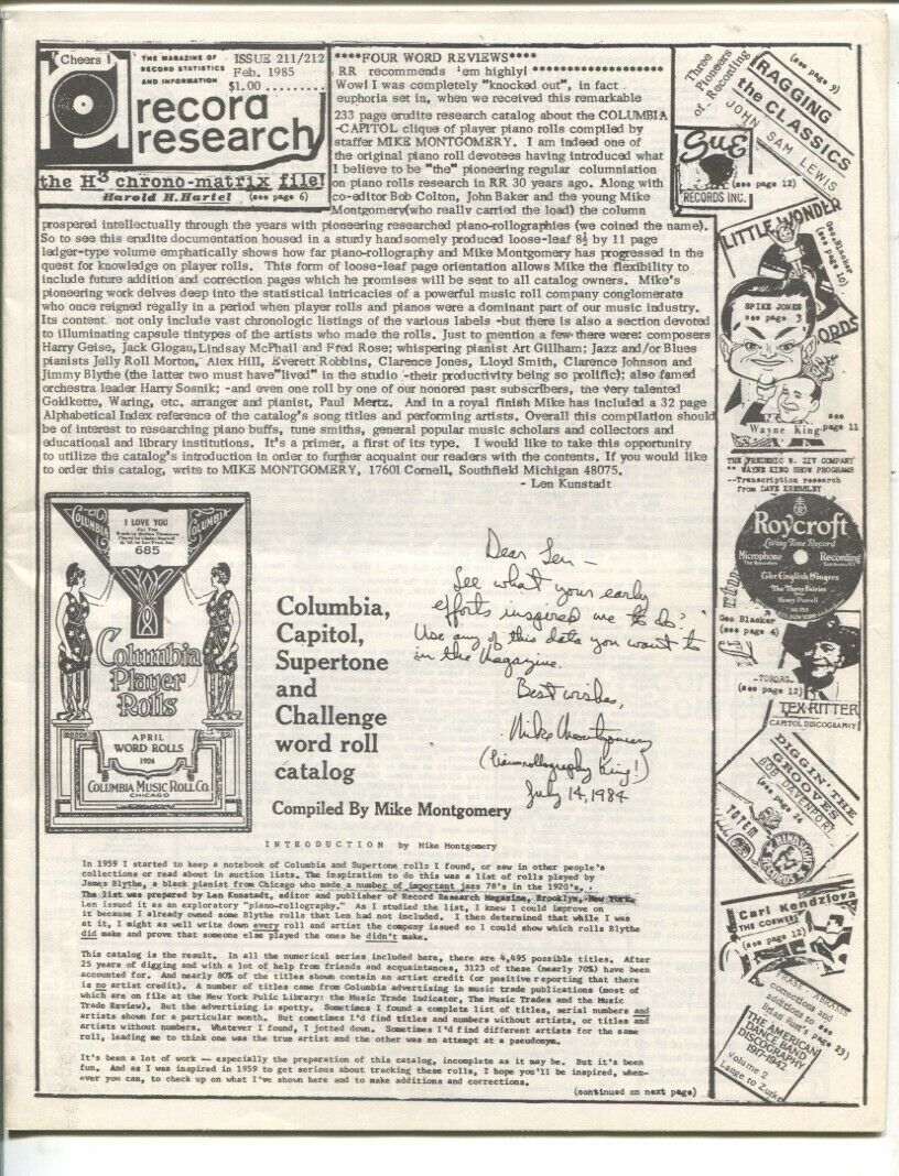 Record Research 7/1985-reference-info-buy / sell ads-collectors ...