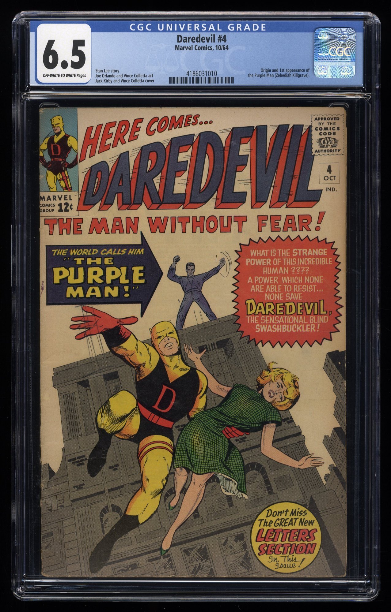 Daredevil (1964) #4 CGC FN+ 6.5 1st Appearance Killgrave, the Purple ...