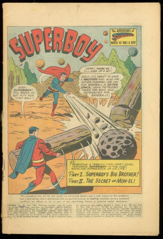 Superboy Comics #89 1961-1St Mon-El -First Phantom Zone P/FR | Comic ...