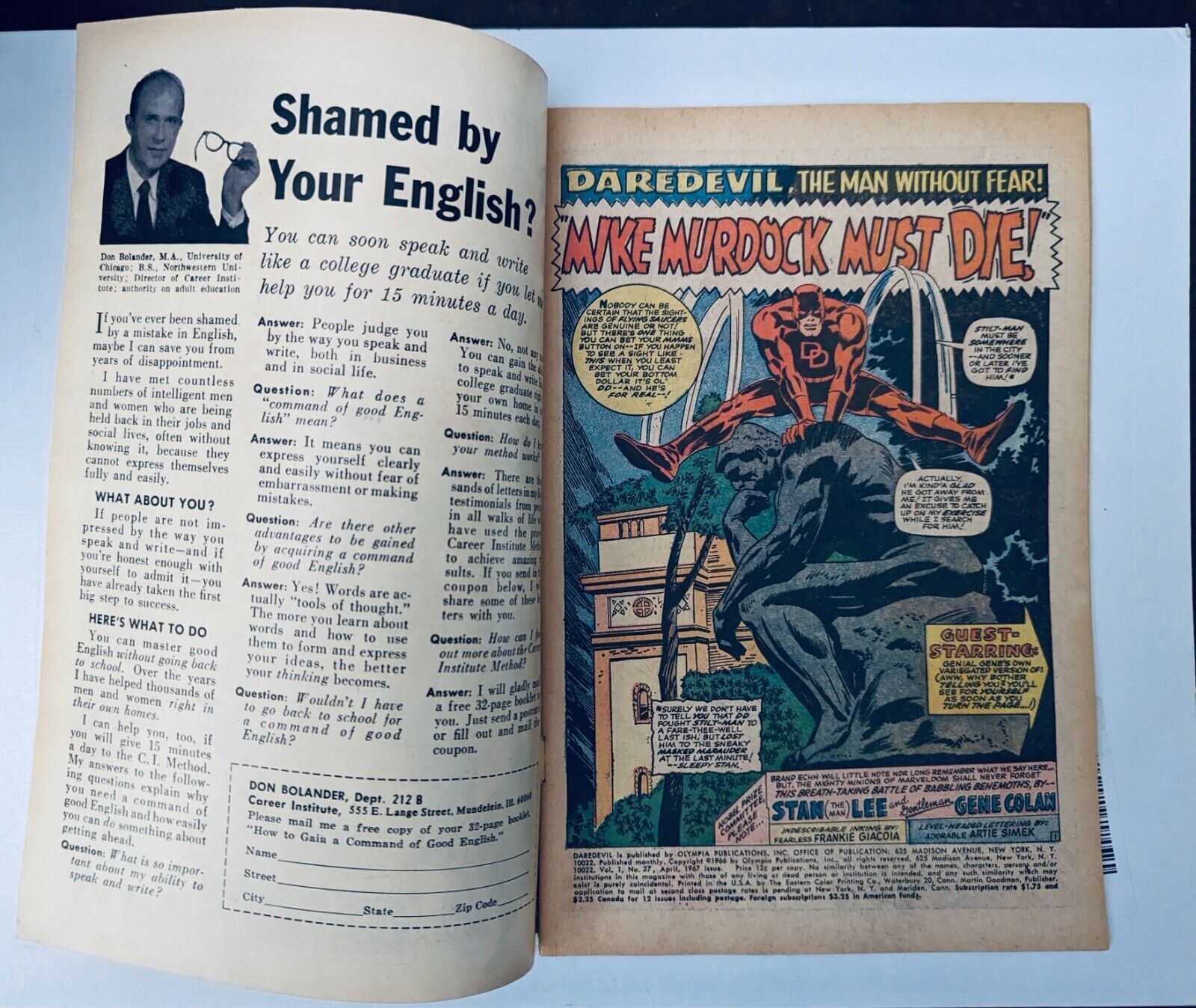 Daredevil #27. Spider-Man Crossover. Matt Murdock Must Die. VF+ | Comic ...