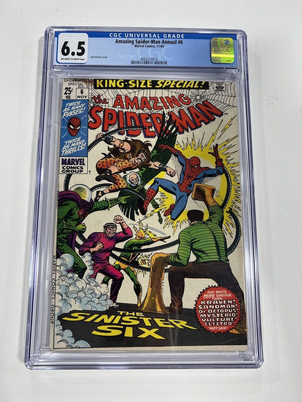 Amazing Spider-Man Annual 6 CGC 6.5 ow/w pages Marvel 1969 Sinister six ...