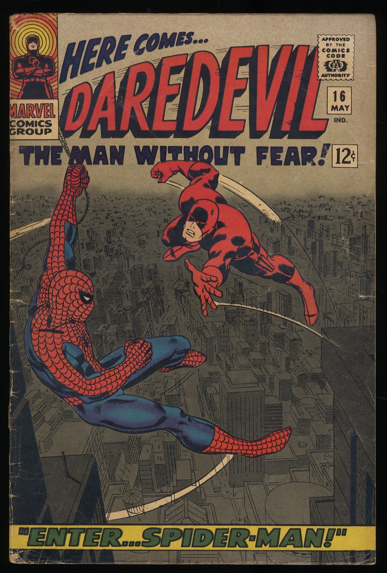 Daredevil #16 VG+ 4.5 Spider-Man Appearance! 1st Romita Spider-Man ...