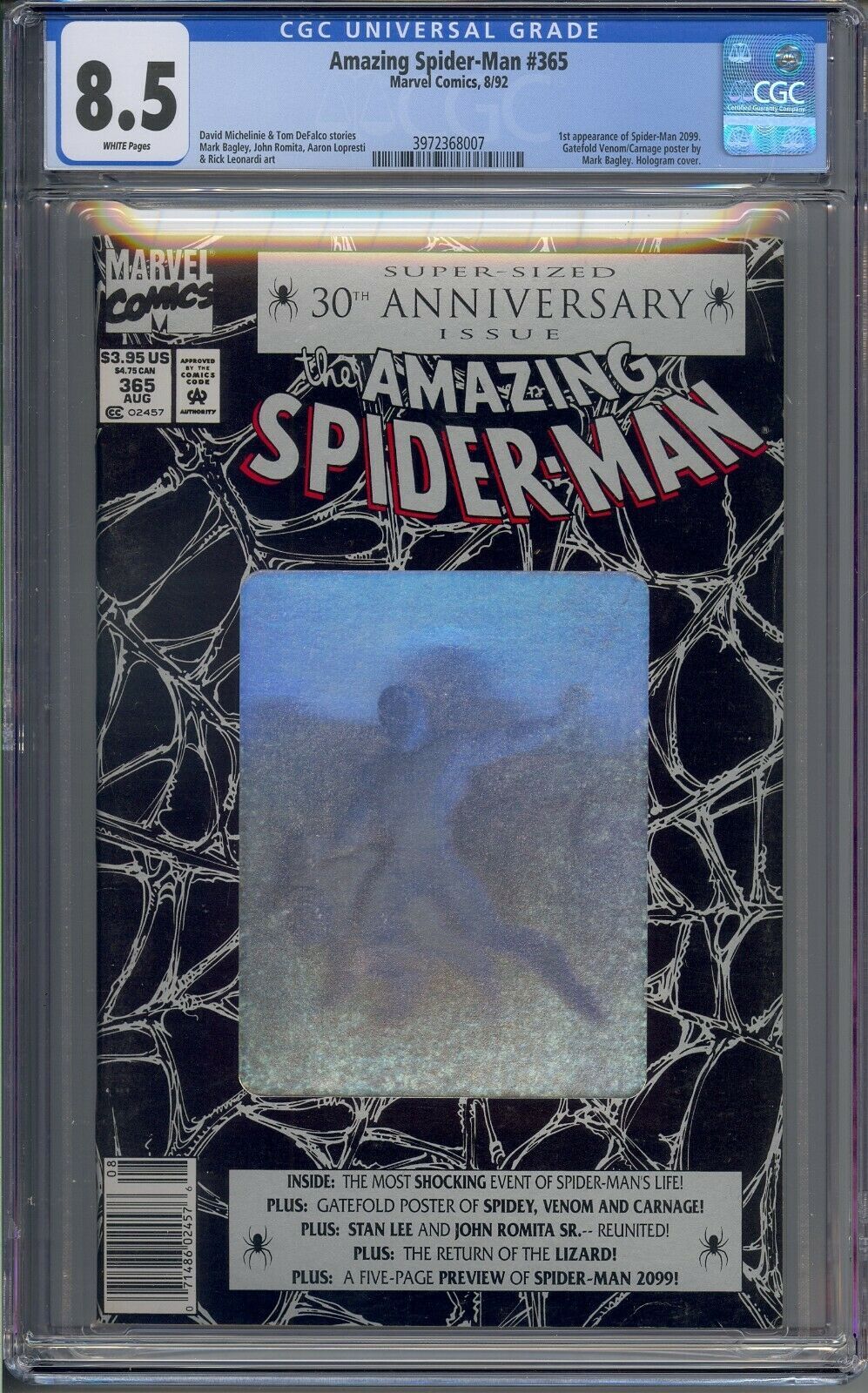 Amazing Spider-Man #365 CGC 8.5 1st Spider-Man 2099 Newsstand 8007 ...