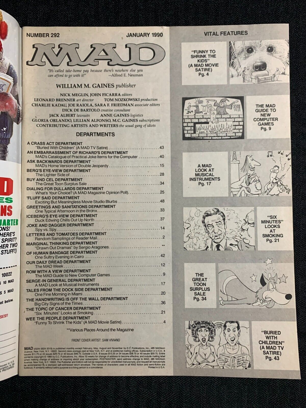 1990 MAD Magazine #292 VG 4.0 Alfred E Neuman / Nintendo Video Games ...