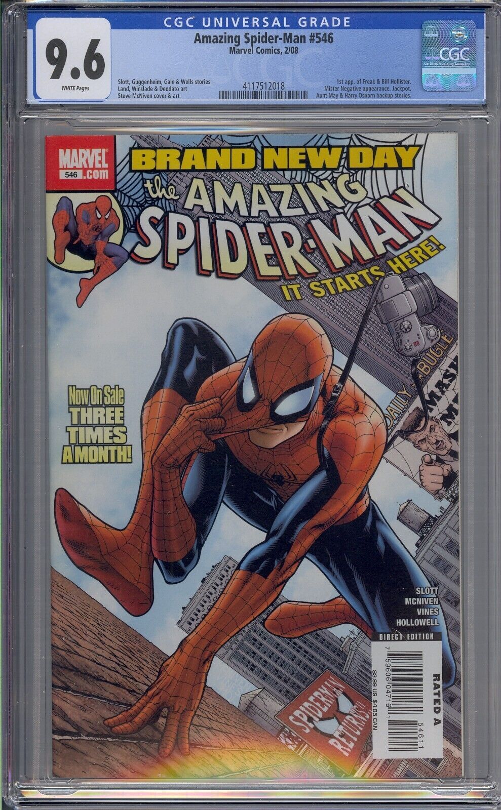 Amazing Spider-Man #546 CGC 9.6 1st Freak and Bill Hollister Mister ...