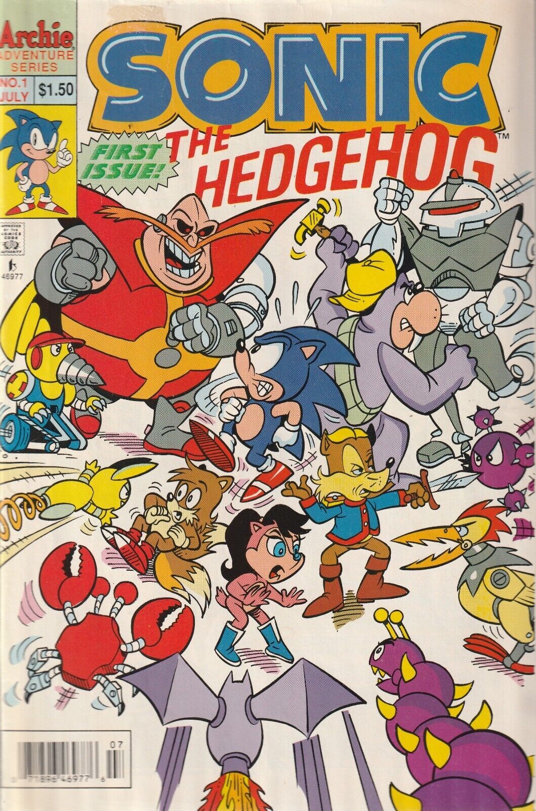 Sonic The Hedgehog # 1 CPV Newsstand Cover FN Archie Adventure 1993 ... Sonic The Hedgehog # 1 CPV Newsstand Cover FN Archie Adventure 1993 ...