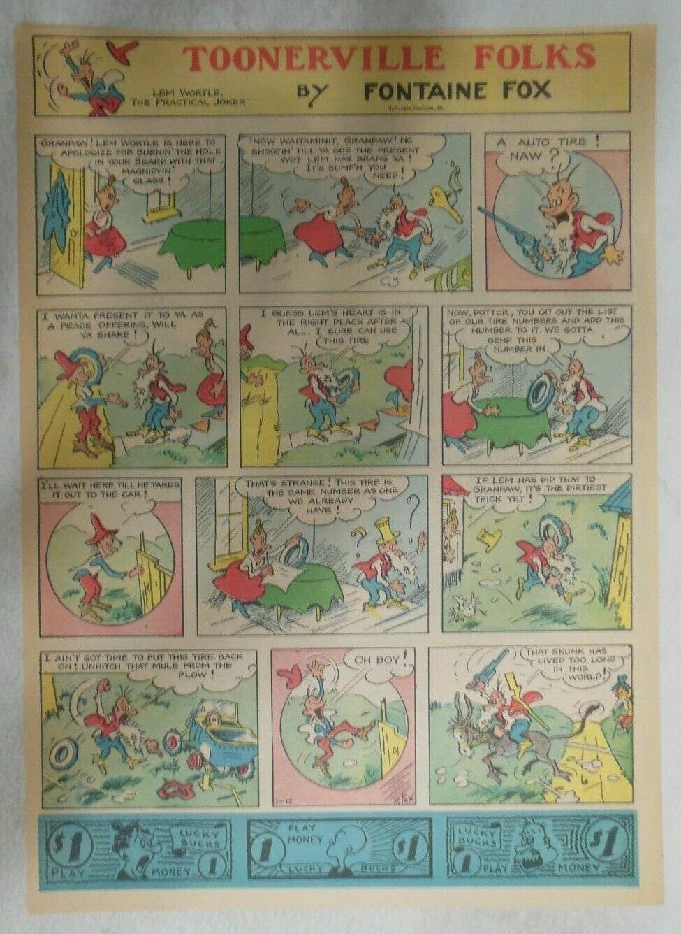 Toonerville Folks by Fontaine Fox from 1/17/1943 Tabloid Size Color ...